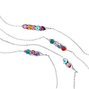 EVE'S ADDICTION Custom Five Stone Peas in a Pod Bracelet - Peas in a Pod Jewelry - Sterling Silver Birthstone Bracelet for Mom - Gift for Grandma - Gifts for Mom