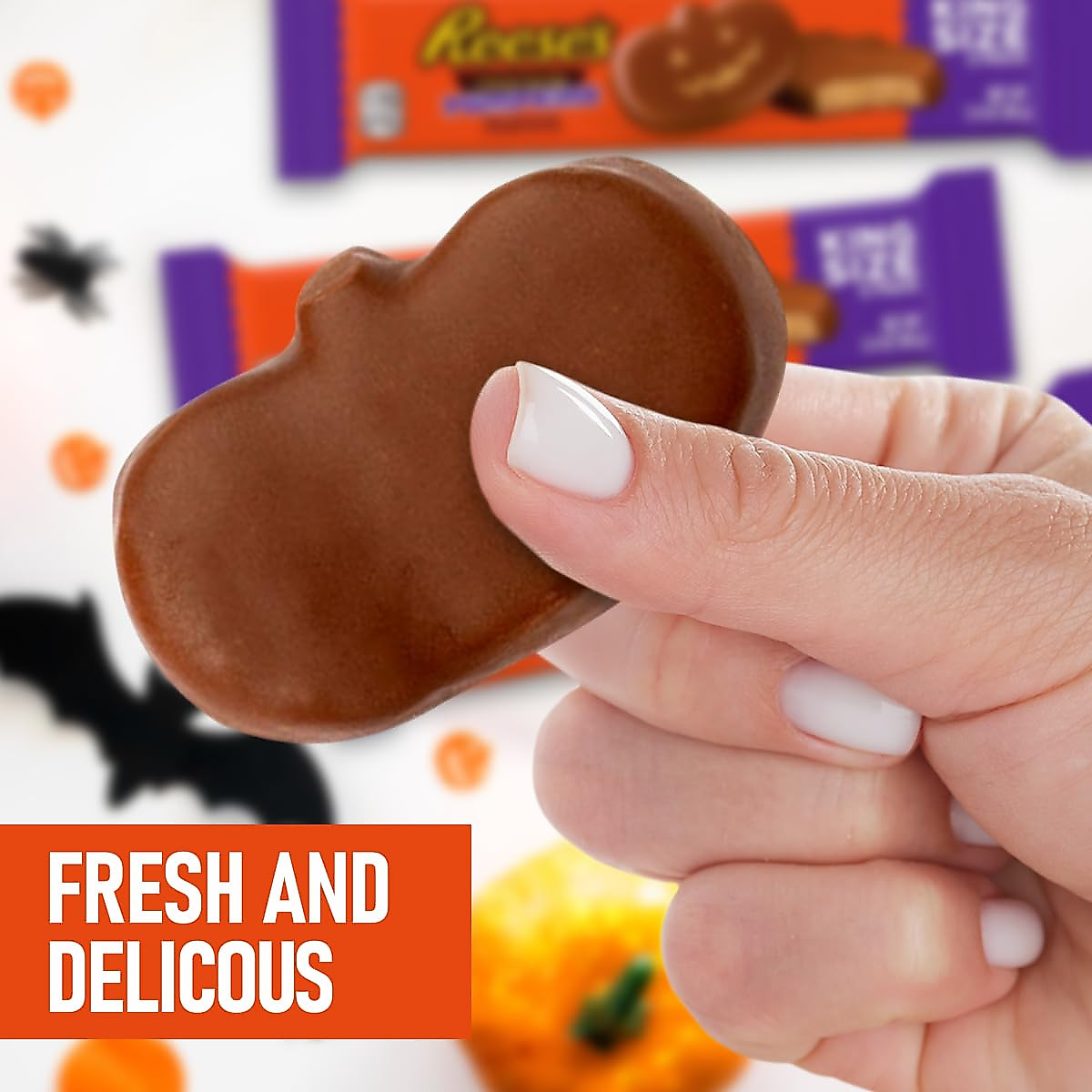Reese’sHalloween Peanut Butter Pumpkin Cups King Size Pack of 3 - Delicious Treats ReesesHalloween Candy KingSize Bars for Spooktacular Festivities - Great for Kids and Adults 2.8 Oz, 170 Calories