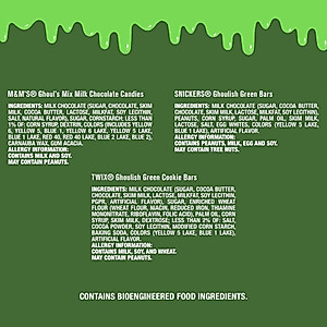 M&M'S Milk Chocolate Ghoul's Mix, SNICKERS & TWIX Ghoulish Green Fun Size Bulk Halloween Chocolate Candy Assortment, 26.82 oz, 50 Piece Bag