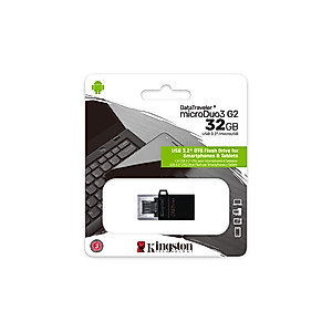 Kingston 128GB DataTraveler microDuo3 G2 Flash Drive + microUSB Supports USB OTG Functionality for Tablets and Smart Phones DTDUO3G2/128GB