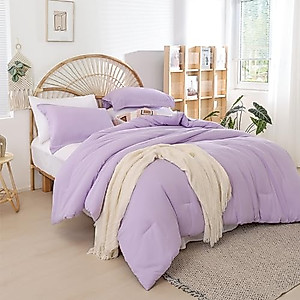 weigelia Queen Comforter Set Boho Bed Comforter Set 7PC Lavender Purple Comforter Queen Size Bed in a Bag Soft All Season with Fitted Sheets, Flat Sheets, Pillow Shams and Pillowcases