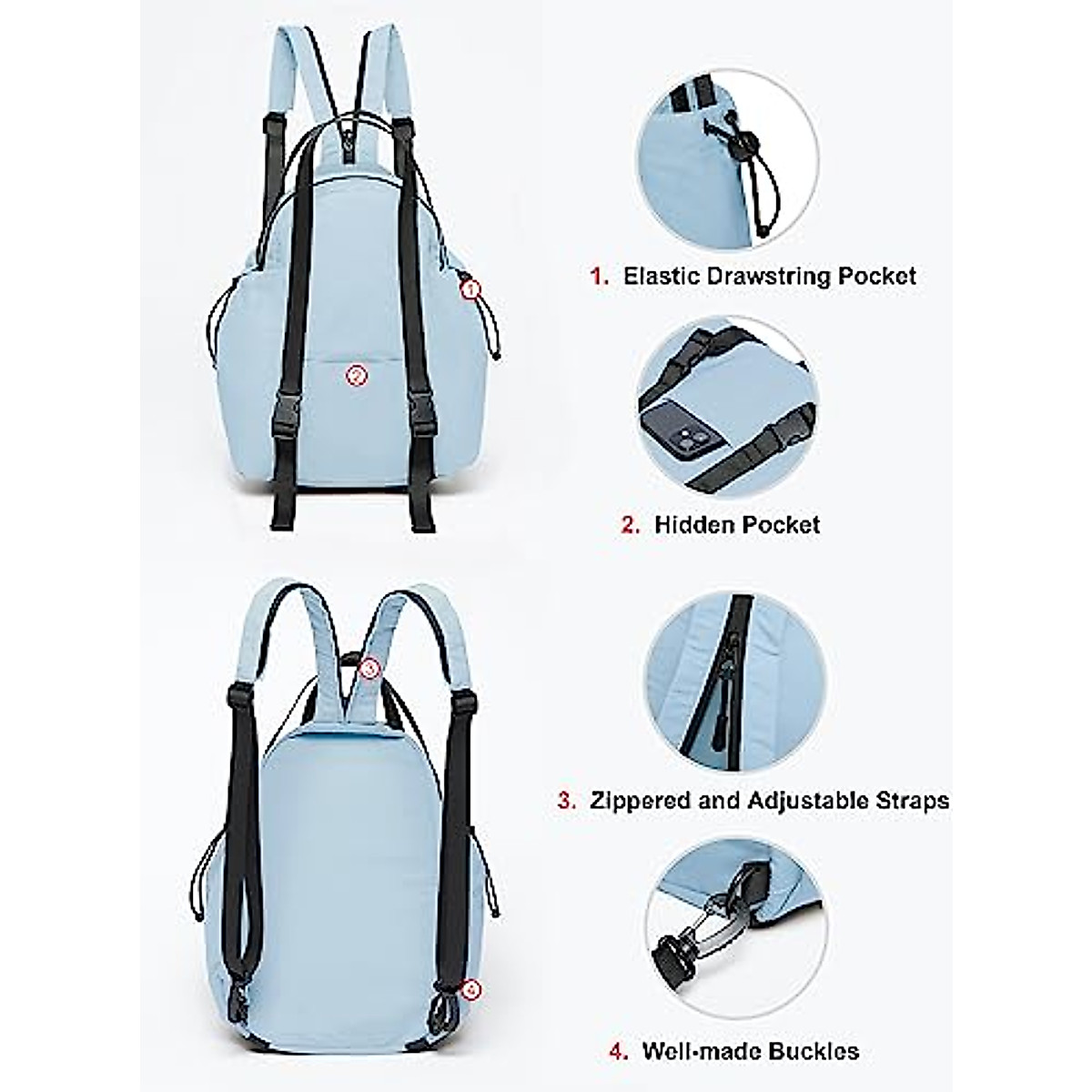 THE GYM PEOPLE Lightweight Mini Backpacks Womens Waterproof Travel Daypack Small Cute Crossbody Sling Bags