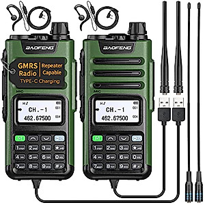 BAOFENG GM-15 Pro GMRS Radio(Upgrade of UV-5R),NOAA WeatherReceiver & Scan Radio Rechargeable Long Range Two Way Radio Handheld Radios with USB-C Charger AR-771 Antenna