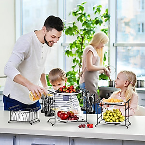 Sorbus® Buffet Caddy — 7-Piece Stackable Set Includes Plate, Napkin, and Silverware Holder, 3-Tier Detachable Tabletop Organizer — Ideal for Kitchen, Dining, Entertaining, Parties,Thanksgiving (Black)