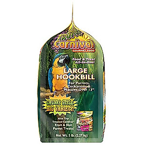 F.M. Brown's Tropical Carnival Gourmet Large Hookbill Food for Parrots, Cockatoos and Macaws Over 13", 5-lb Bag - Vitamin-Nutrient Fortified Daily Diet