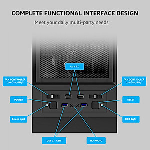 Gaming Case Full Tower, with Tempered Glass Side Panel & ARGB LED Mirror, Supports 7x120mm Fans, GAMEMAX Abyss-TR