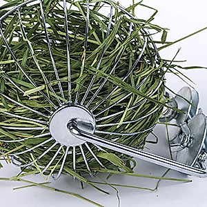 Wontee Rabbit Hay Ball Stainless Steel Hanging Feed Dispenser for Bunny Hamster Guinea Pig Rat Chinchilla (B: 5.11inch, Silver)