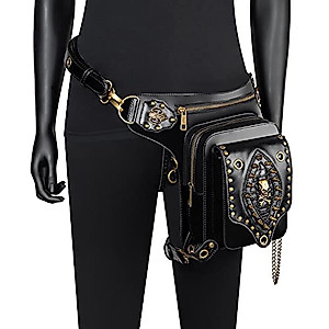 Steampunk Waist Thigh Bag Gothic Victorian Cosplay Backpack Retro Handheld Crossbody Shoulder Bag Vintage Handbags Black