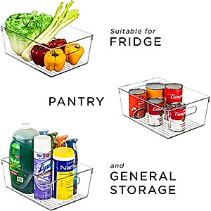 Sorbus 2 Pack Premium Fridge Bins- Thick Sturdy Plastic Refrigerator Pantry Organizer- Versatile Non-Slip Stackable Cabinet Organization- Bath, Makeup, Food Snack Packet Organizer- Clear Square Bin