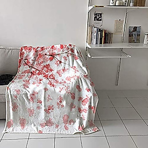 Singingin Ultra Soft Flannel Fleece Bed Blanket Cherry Blossom Throw Blanket All Season Warm Fuzzy Light Weight Cozy Plush Blankets for Living Room/Bedroom 40x50in