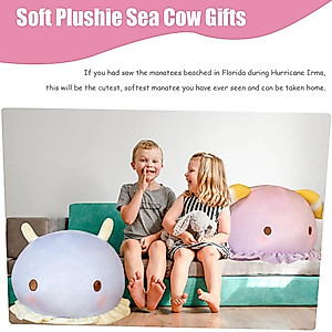 ELAINREN Giant Chubby Manatee Plush Body Pillow Cushion, Stuffed Ocean Animal Soft Plushie Sea Cow Gifts 15.7''x 13.8''