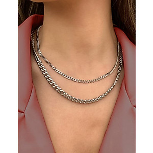 Waitsoul 925 Sterling Silver Cuban Chain Lobster Clasp 8mm Silver Cuban Link Curb Chain Necklace for Men Women Diamond Cut 20 Inches