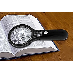 DR Magnum Magnifying Glass, 3X 45X Magnification Power, Magnifying Glass with Light LED, Handheld Magnifying Glasses with Light for Close Work, Black Magnifying Glass for Reading with 3X LED Lights