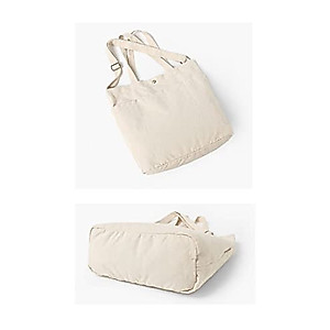 Jeelow Canvas Tote Crossbody Shoulder Bag Handbag Purse With Shoulder Strap For Men & Women (Beige)