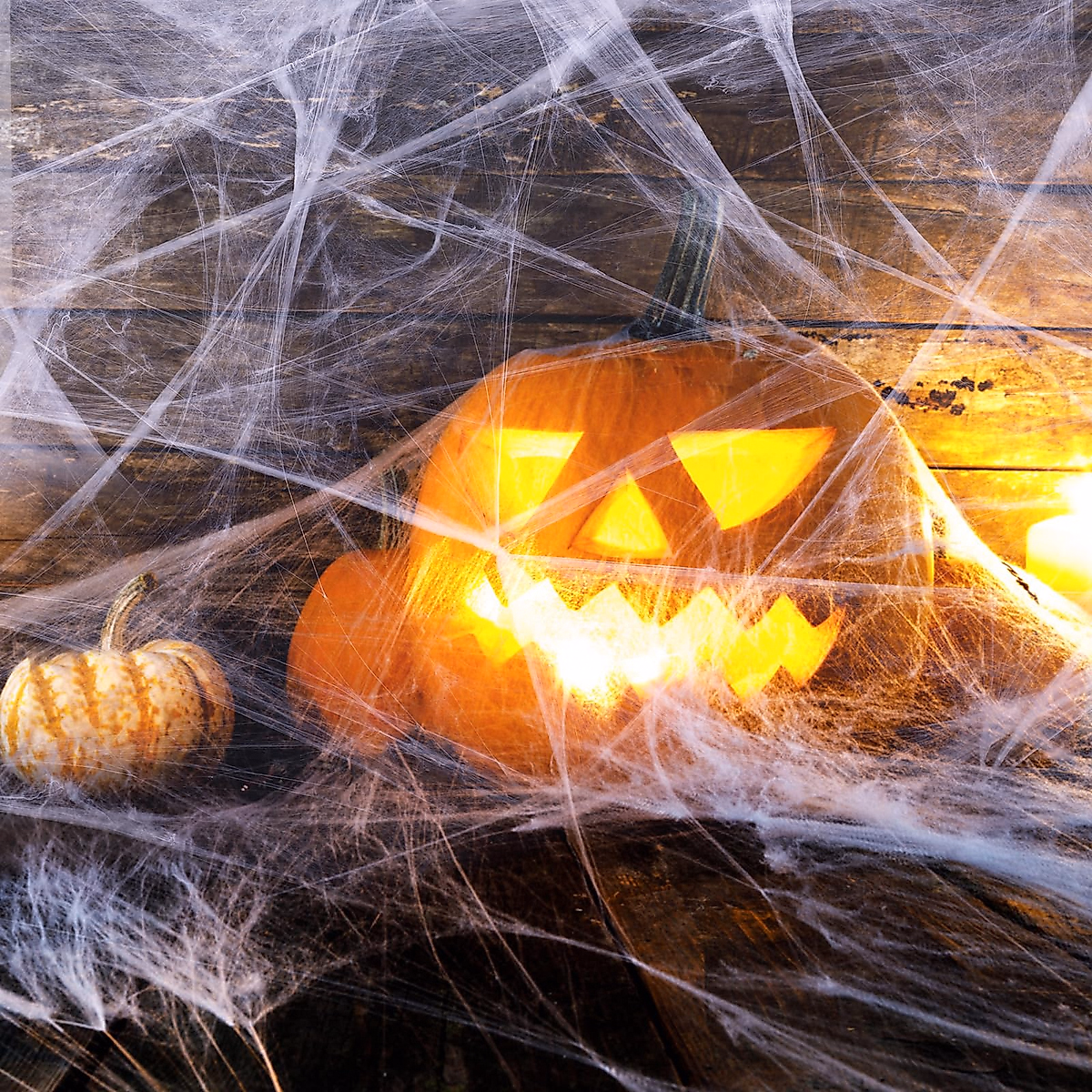 1000 sqft Stretch Spider Web for Indoor and Outdoor Halloween Decorations, Halloween Theme Party (White)