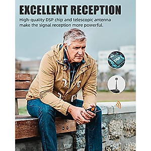 【July Newest】 PRUNUS Pocket Radio AM FM with Earphones, Digital Radio Battery Operated, Walkman Portable Radio with Preset, Timer, Alarm Clock, Lock Button and Lanyard for Walk/Sports Match/Traveling