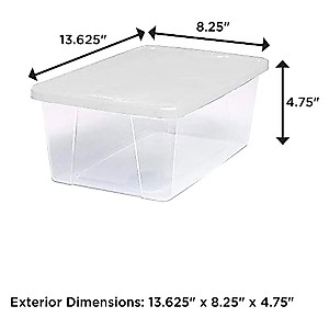 Homz 6 Quart Plastic Multipurpose Stackable Storage Container Bins with Secure Latching Lid for Home and Office Organization, Clear (10 Pack)