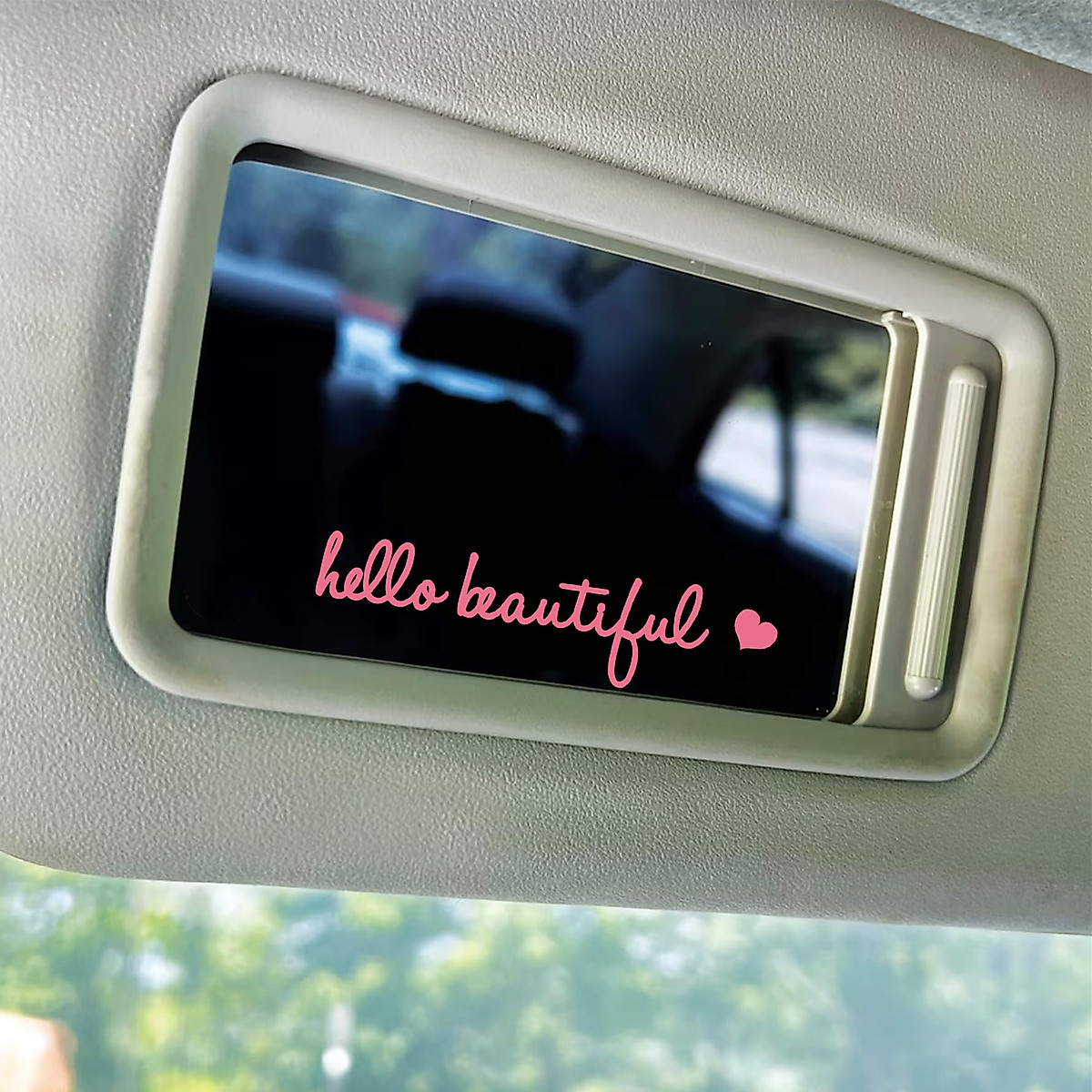 3x Hello Beautiful Rearview Mirror Decal,Vinyl Pink Car Decals For Women,Vanity Mirror Stickers,Girl Car Decal Gifts,Car Window Decal,Car Mirror Pink Sticker,Car Window Decal, Self Affirmations Decal