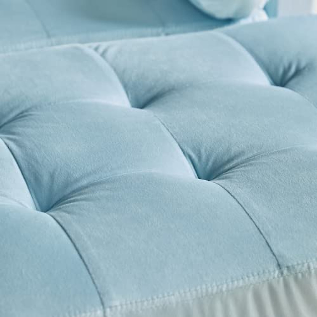 wirrytor Modular Sectional Sofa, Velvet U Shaped Couch, Modular Sectional with Reversible Ottomans for Living Room, Blue