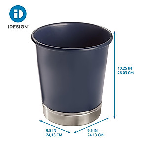 iDesign York Waste Can, Matte Navy/Brushed Nickel