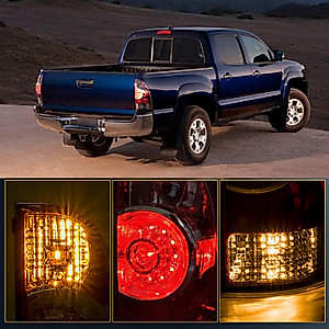 RANSOTO Driver & Passenger Side LED Tail Light Compatible With 2005-2015 Toyota Tacoma Taillights Rear Lamp with Harness and Bulbs Replace 8156004160 8155004160
