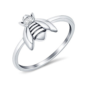 Blue Apple Co. Sterling Silver Size-8 Bumble Bee Ring Oxidized Band 925 Sterling Silver