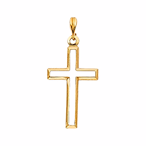 14K Yellow Gold Opening Religious Cross Pendant - Crucifix Charm Polish Finish - Handmade Spiritual Symbol - Gold Stamped Fine Jewelry - Great Gift for Men & Women for Occasions, 22 x 14 mm, 0.4 gms