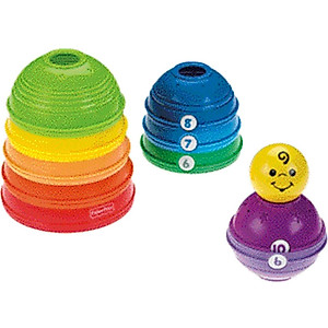 Fisher-Price Baby Toy Stack & Roll Cups, 10-Piece Stacking & Nesting Activity for Developmental Play Infants Ages 6+ Months