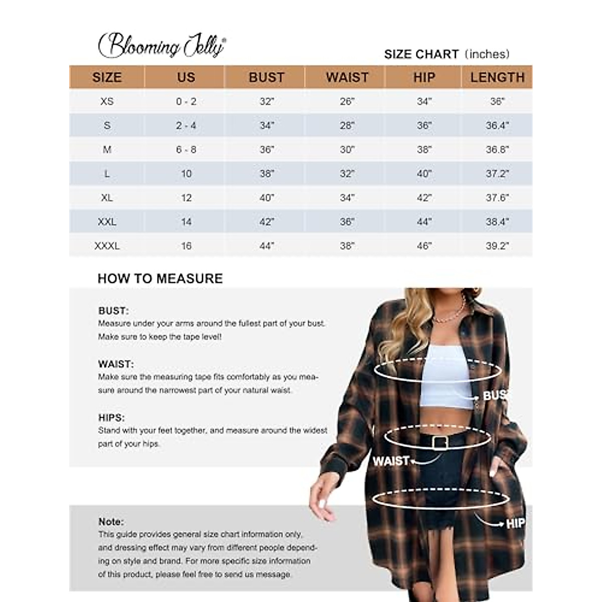 Blooming Jelly Women's Button Down Flannel Shirts Plaid Shacket Long Sleeve Collared Long Jacket Coats（XLarge,Brown Plaid）