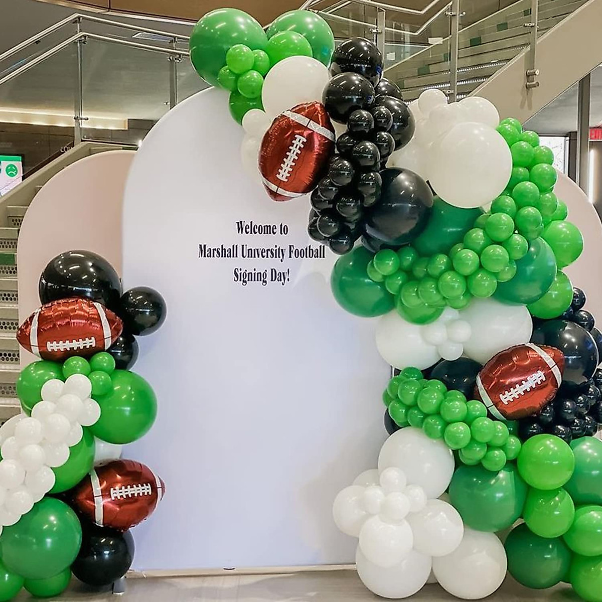 Football Party Balloon Garland Kit,119 Pcs Black White Green Balloons Arch with Football Shaped Mylar Foil Balloons for Kids Boys Teenagers Sport Theme Birthday Super Sunday Touchdown Party Decoration