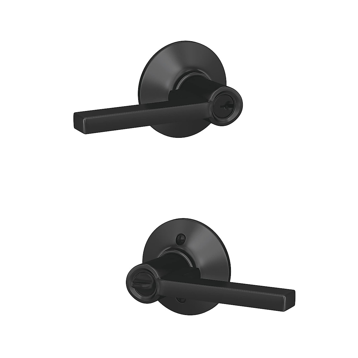 Schlage F51 V LAT 622 Latitude Door Lever, Keyed Entry Lock, Matte Black