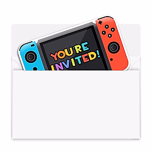 Yangmics Direct Video Gamer Birthday Party Fill In Invitations, Video Game Party Invitations, Decorations, Favors for Boys Kids, 30 Invitations + 30 Envelopes