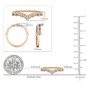 Dazzlingrock Collection Round White Diamond Beaded Chevron Wedding Band for Women (0.25 ctw, Color I-J, Clarity I2-I3) in 10K Rose Gold, Size 7