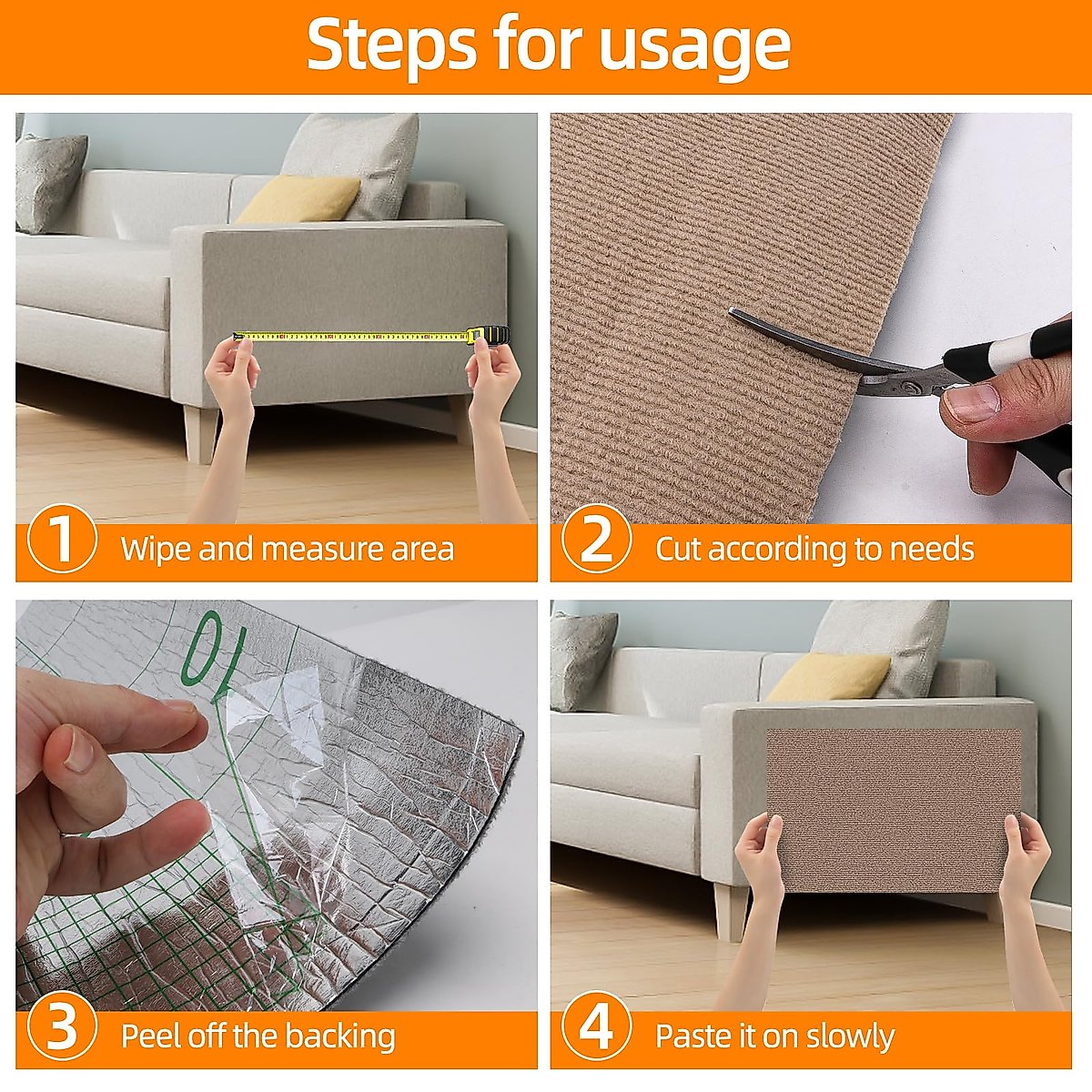 XUYEDOGLSH Cat Scratch Mat，Cat Scratch Carpet Trimmable Self-Adhesive Cat Scratch Pad,Decorative Cat Tree Shelf，Cat Wall，Cat Scratching Post,Cat Couch Protector 78.7"x15.8"