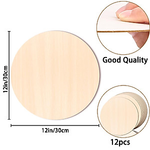 JOICEE 12PACK Wood Rounds for Crafts, 12 Inch Unfinished Wood Circles Discs for Door Hanger Sign Blank, Particle Board for Wreath Boards Crafts Painting and Christmas Halloween Decoration