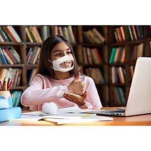 Smile Protector Reusable Clear Window Face Mask | KF94 Filtration, Anti-Fog, Skin-Friendly | Ideal for Lip Reading & Communication | 5 Pack, Individually Packaged, Made in Korea (white)