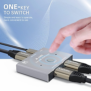 AAXY HDMI Switch 4k 120hz, Ultra Hd 8k High Speed 48gbps, HDMI 2.1 Directional Button Switch, 2 in 1 Out Supports 3D 8K@60Hz 4K@120Hz, Compatible for PS5 PS4 Projectors Monitor Blu-ray Player Xbox
