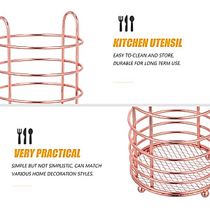 Hemoton Kitchen utensil crock Utensil Bucket Stainless Steel Utensil Cutlery Holder Utensil Storage Organizer Kitchen Countertop for Dinner spatula holder Table cooking utensil holder