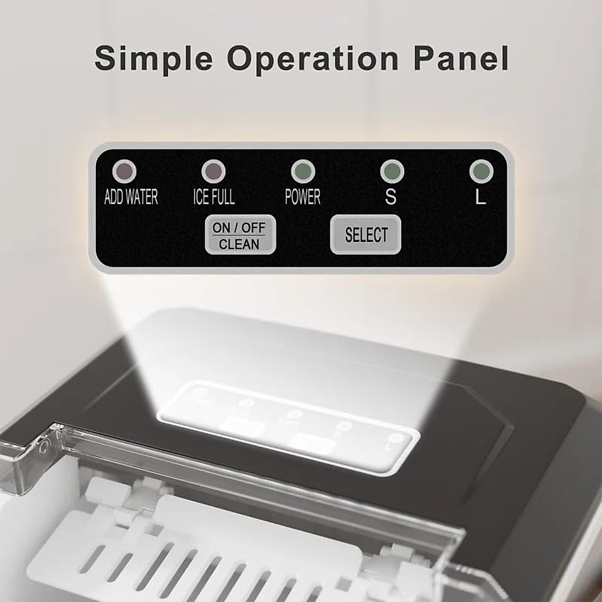 Ice Maker Countertop, Portable Ice Machine with Carry Handle, Self-Cleaning Ice Makers with Basket and Scoop, 9 Cubes in 6 Mins, 26 lbs per Day, Ideal for Home, Kitchen, Camping, RV, Black