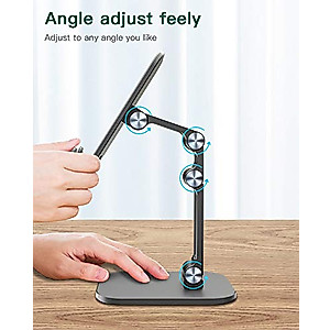 KOPTOR Cell Phone/Tablet Stand, Premiun Luxury Foldable, Portable, Angle/Height Adjustable Desk Phone Dock Holder for iPhone iPad, Samsung, Google Pixel 3.5-7.0-Inch (Silver Onyx)