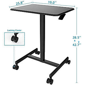 SMUGDESK.COM Mobile Laptop Desk Sit-Stand Desk Adjustable Height Laptop Desk Cart Ergonomic Table Small Standing Desk with Pneumatic Height Adjustments (Obsidian)