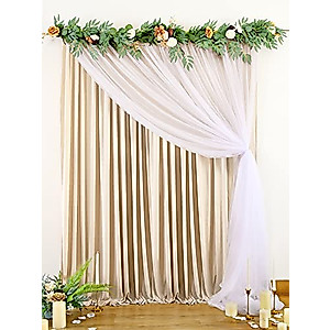 Champagne Tulle Backdrop Curtains for Baby Shower Party Wedding Photo Drape Backdrop for Photography Props Engagement Bridal Shower 5 ft X 10 ft