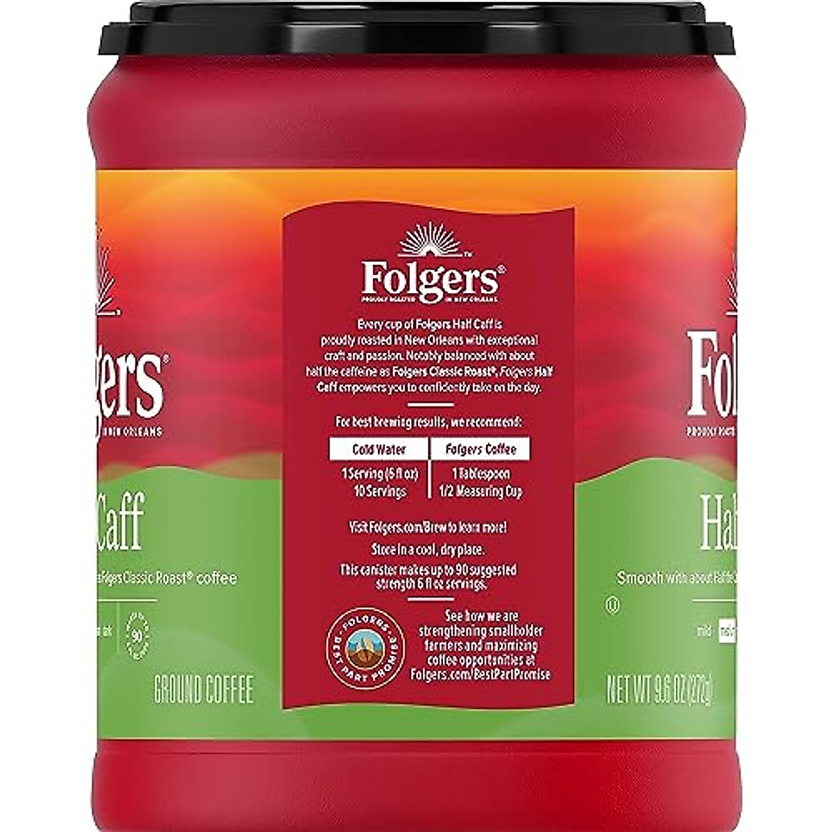 Folgers Half Caff Ground Coffee, Medium Roast, 9.6 Ounce