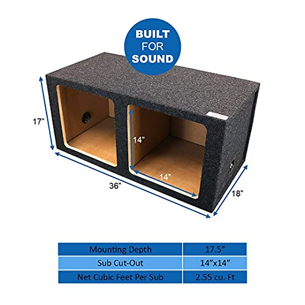 Bbox Dual Sealed 15 Inch Subwoofer Enclosure Engineered for Kicker Solo-Baric Model L5 & L7 Subwoofers - Car Subwoofer Boxes & Enclosures & Subwoofer Box Improves Audio Quality, Sound & Bass