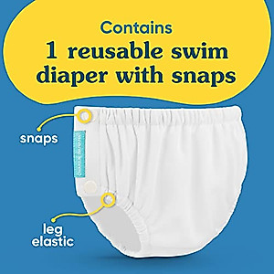 Charlie Banana Reusable Swim Diaper, Washable, with Easy On and Off Snaps for Baby Girls Boys, Soft and Snug Waterproof Fit to Prevent Leaks - Turquoise, Size S (12-20 lbs)