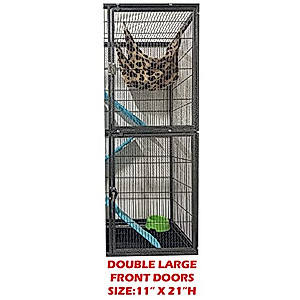 Extra Large Two Full Story Tight 1/2-Inch Bar Spacing Double Large Front Doors for Feisty Ferret Chinchilla Rat Mouse Hamster Gerbil Small Animals Critters Rolling Stand Cage