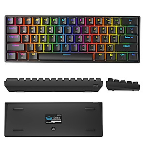 DIERYA DK61E 60% Percent Mechanical Gaming Keyboard, Optical Blue Clicky Switch, PBT Keycap, RGB Backlit, Waterproof, Wired USB C Mechanical Keyboard with Full Keys Programmable