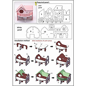 Hamster Maze Wood House Small Animal Hideout Wooden Assemble Double-Deck Hut Villa Ecological Cage Habitat Decor for Dwarf, Hedgehog, Syrian Hamster, Gerbils Mice