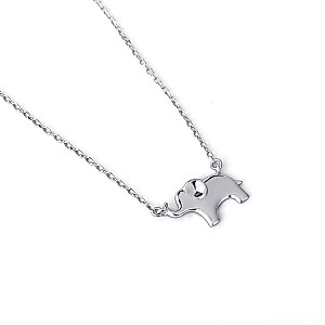 Ladytree S925 Sterling Silver Lovely Elephant Pendant Necklace for Women Jewelry Gift