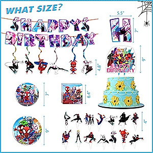 Birthday Decorations, Party Supplies Include Banners, Backdrop, Tablecover, Cake Decoration, 20 Latex Balloons, 2 Foil Balloons, Tablewares, Napkins, 28 Cupcake Toppers, 6 Hanging Swirls